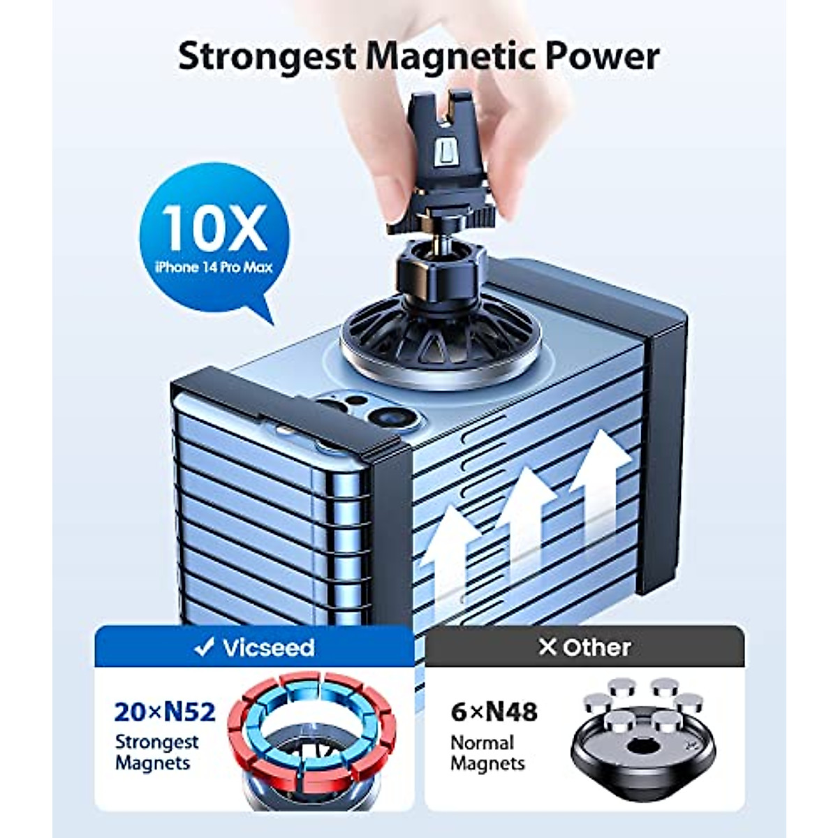 VICSEED Fit for MagSafe Car Mount [20 Strongest Magnets & Stablest] Magnetic Phone Holder for Car Vent Hands Free Car Phone Holder Mount for iPhone 14 13 12 Pro Max Plus Mini MagSafe Case Socket Grip