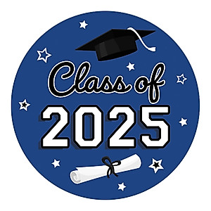 Graduation Class of 2024 Party Favor Stickers, Graduation Stickers for Envelopes, Bag Seals - 1.75 in. Round - 40 Labels (Gold Blue)