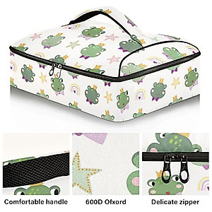 Kcldeci Insulated Thermal Food Carrier Insulated Casserole Carrier for Hot or Cold Food,Frog Head and Rainbows Insulated Tote Bag for Potluck Cookouts Parties Picnic,Lasagna Lugger