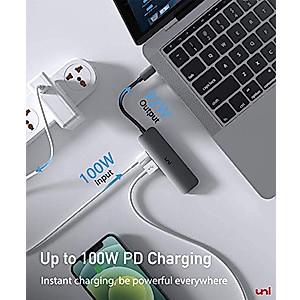 USB C to USB Hub with 100W PD, uni (Slim& Aluminum& Nylon) USB Type C to USB Adapter with Hight Speed 3*USB 3.0, USB-C Power Delivery, Thunderbolt 3 Compatible with MacBook Pro, XPS, Pixelbook