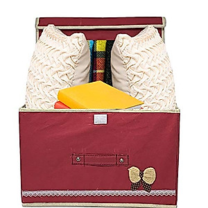 Storage Box Foldable Storage Bin with Lid and Handle – Collapsible Red Containers for Organizing Toys Closets Bedroom Clothes Shoes