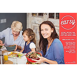 Foldable Silicone Air Fryer Liners - EATSY Air Fryer Silicone Liners Pot, Replacement of Parchment Paper Sheets, 2 Set of 7.5 Inch Air Fryer Liners Reusable For 3QT - 5QT