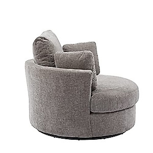 360° Swivel Accent Barrel Chair with 3 Pillows Furniture Set,Upholstered Oversized Leisure Round Loveseat Recliner Cozy Club Sofa Chaise Lounge Circle Armchair for Living Room/Hotel/Nursery/Office