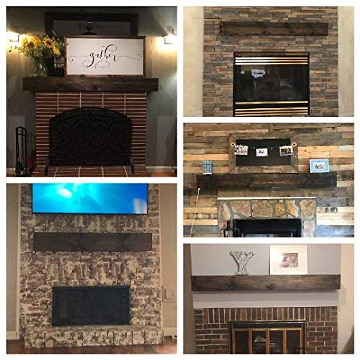 RoCoWood Rustic Handmade Floating Wooden Beam Mantel (84 inches, Espresso)