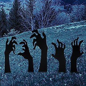 Anditoy 5 Pack Halloween Black Hands Yard Signs with Stakes Scary Silhouette Halloween Decorations for Outdoor Yard Lawn Garden Halloween Decor