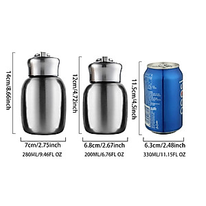 6.7 Oz Mini Insulated Water Bottle Stainless Steel Children Water Bottle Sport Tumbler Vacuum Cup Small Portable Water Bottle for Home, School, Office, Camping (Light Blue)