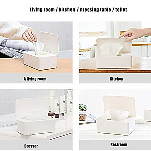 wastreake Wipes Dispenser Holder, Dustproof Tissue Storage Box Case Wet Wipes Dispenser Holder with Lid for Home Office Desk (White)
