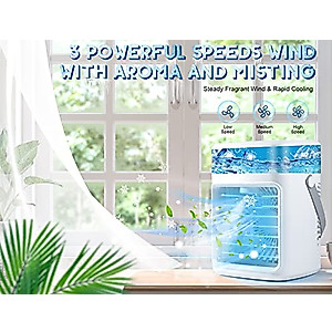 Chill2.0 Mini Air Conditioner with 700ML, Portable Air Conditioner, Evaporative Air Cooler, 3 Speeds Personal Space Cooler Humidifier, Small Portable AC Desk Spray Fan for Home Office Room
