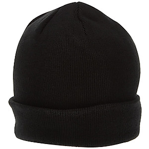 Timberland Men's Cuffed Beanie with Embroidered Logo, Black, One Size