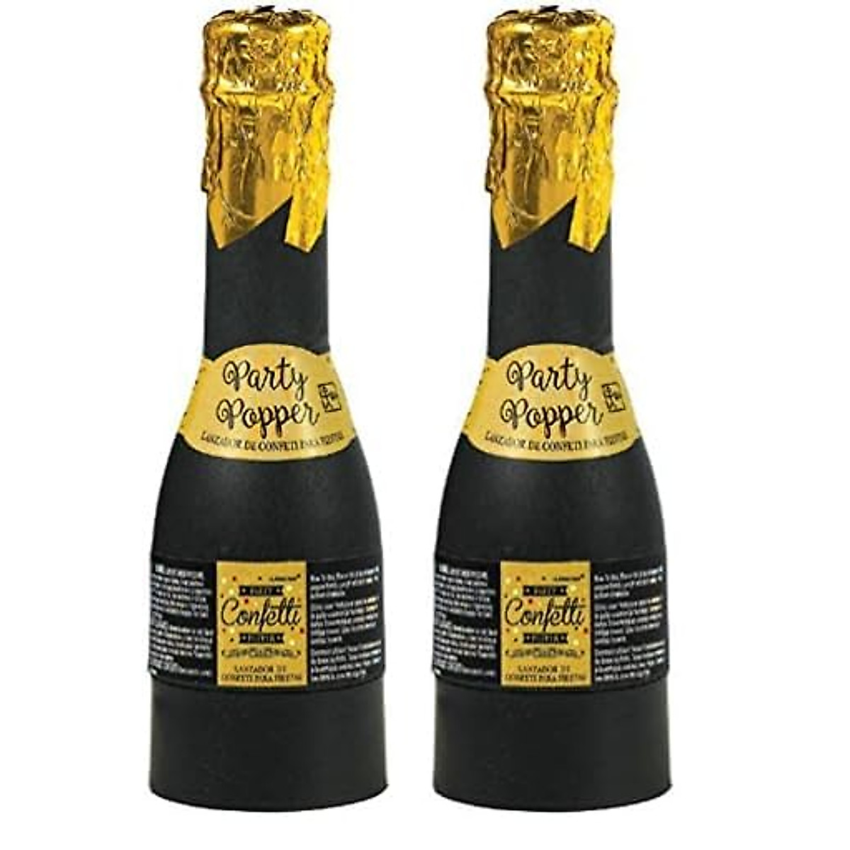 Amscan Mini Bottle Confetti Popper Party Supplies, 6 1/4", Multicolor (Pack of 2)