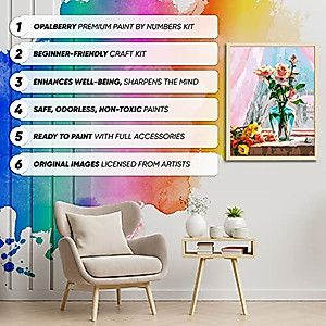 Opalberry Paint by Number for Adults Canvas 16"X20" - Adult Paint by Number Kits on Canvas - DIY Painting by Numbers for Adults - Number Painting for Adults - Paint by Numbers Ocean Flower