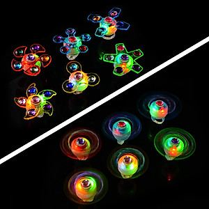 Mikulala 24 Pack LED Light Up Fidget Spinners Rings Party Favors for Kids, Christmas Party Favors Prizes Box Toys Birthday Gifts Goodie Bag Stuffers Glow in The Dark Party Supplies
