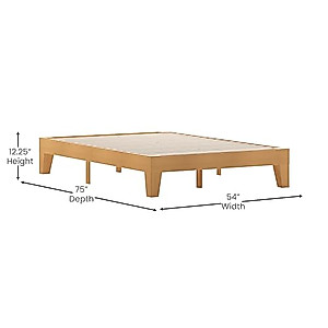 Flash Furniture Evelyn Wooden Platform Bed - Natural Pine Finish - Full - Wooden Slat Support - No Box Spring Required - Easy Assembly