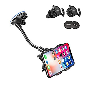 LoyaForba Car Phone Mount, Universal Phone Holder for Car Cell Phone, 360 Degrees Dashboard Desk Wall Bracket for GPS Navigation and Any Smartphone