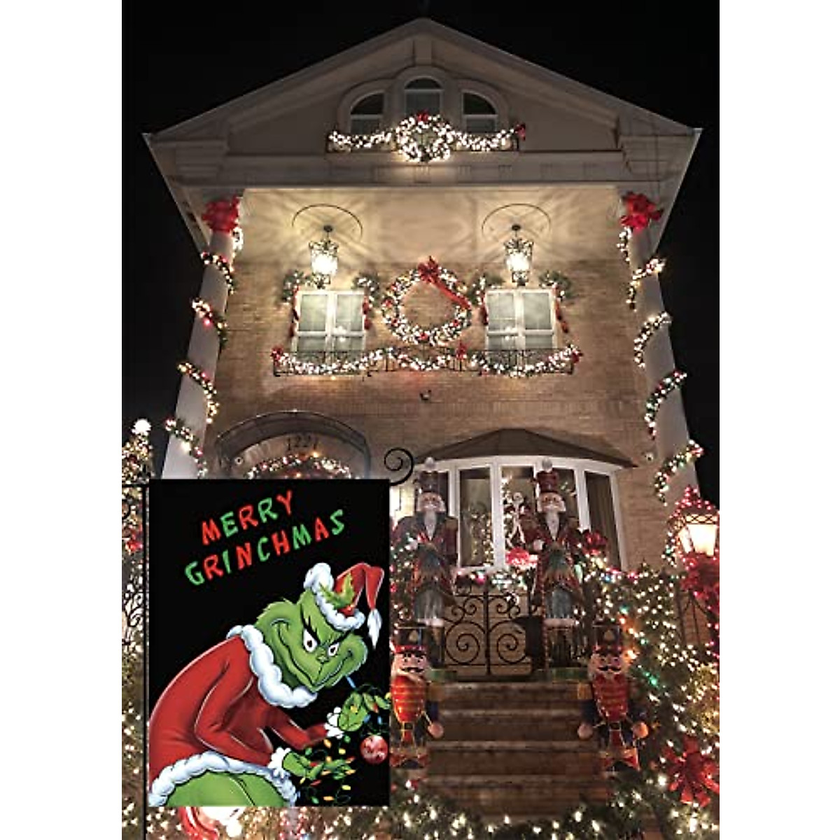 WLWLG Merry Grinchmas Garden Flag for Christmas Indoor & Outdoor Decoration 12''x17'' Double-Sided Vertical Burlap Garden Flag i, GF003