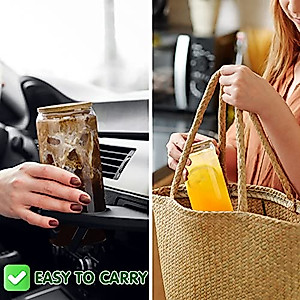 Moretoes 3 Pack 20oz Glass with Bamboo Lids and Glass Straw, Reusable Drinking Glasses Cups for Home Travel Office Coffee Tea Boba Juice Ice-cream