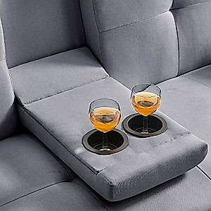 67" Modern Linen Upholstered Futon Sofa Loveseat Convertible Sleeper Couch Bed Daybed Loveseat,Folding Recliner with 2 Cup Holders,Metal Legs,Removable Soft Pillow-Top Armrest for Living Room