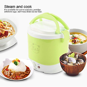 Small Rice Cooker,12v Portable Travel Rice Cooker For Car, Cooking Heating and Keeping Warm Function, Can be Used As a Electric Lunch Box(Green)