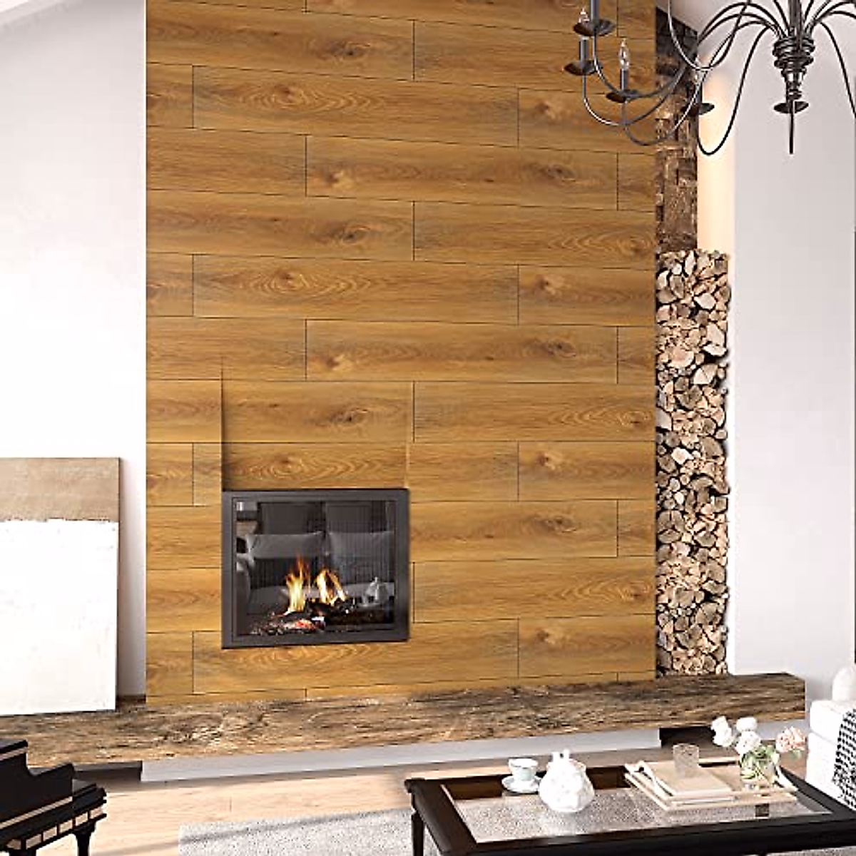 VEELIKE 12-Pack 6''x36'' Peel and Stick Floor Tile Bathroom Waterproof Natural Brown Wood Look Vinyl Plank Flooring Self Adhesive Removable Wood Vinyl Flooring Planks for Bedroom Kitchen Basement