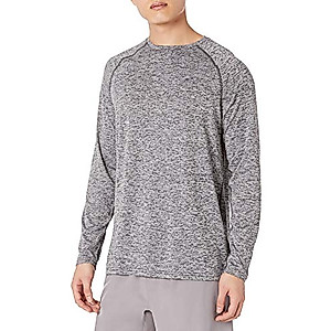 Amazon Essentials Men's Tech Stretch Long-Sleeve T-Shirt (Available in Big&Tall), Dark Grey Heather, Large