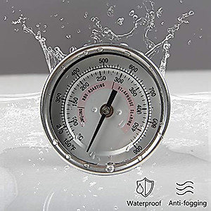 BBQ Grill Temperature Gauge Waterproof Large Face for Kamado Grill Joe Barbecue Charcoal Grill Stainless Steel 150-900°F Cooking Thermometer for Oven Wood Stove Accessories Tool Set Up Easy (White)