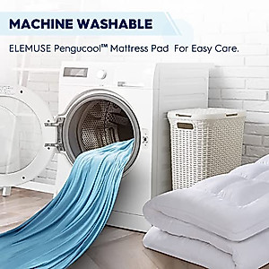 ELEMUSE Cooling Blue Full Mattress Topper for Hot Sleepers, Fitted Sheet Plus Mattress Cover, Supportive Mattress Pad with Soft Filling