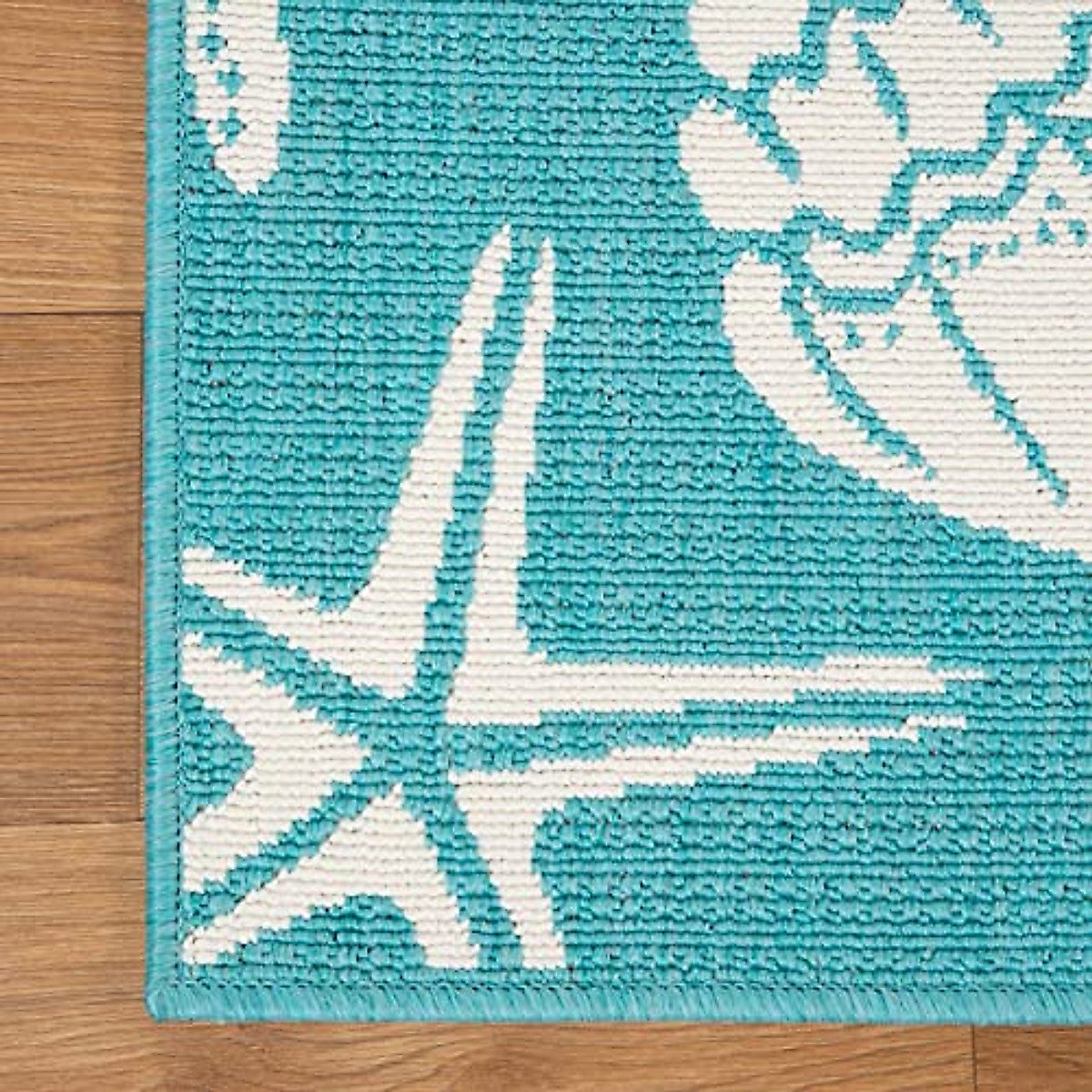 BNM Indoor/Outdoor Area Rug, Perfect for Patio, Backyard, Playroom, Kitchen, Bedrooms, Dining Room, and Entryway, High-Traffic, Pet and Kid Friendly, Modern Traditional Damask, 2' 7" x 8', Teal