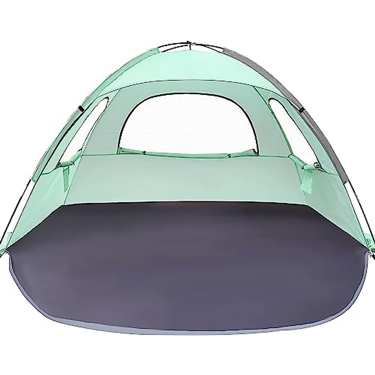 WhiteFang Beach Tent Anti-UV Portable Sun Shade Shelter for 3 Person, Extendable Floor with 3 Ventilating Mesh Windows Plus Carrying Bag, Stakes and Guy Lines (Mint Green)