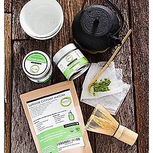 eco heed Organic Japanese Matcha Green Tea Powder - Premium Superior Culinary Grade - Stone Ground No Additives - (3.5oz)