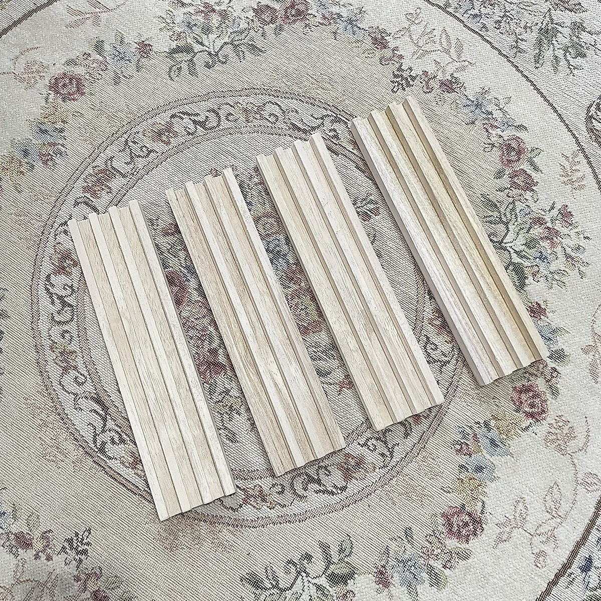 SUTIMSHE Wooden Domino Racks Set of 4 Natural Domino Trays Holders Organizer for Mexican Train Chickenfoot and Other Domino Games - Dominoes NOT Included