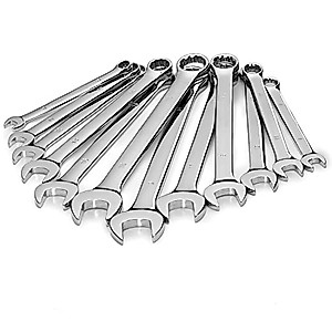 12-Piece Metric Combination Wrench Set in Roll-up Pouch, Non-Skip Sizes 8mm - 19mm | Chrome Vanadium Steel with Mirror Finish | Ideal for General Household, Garage Workshop, Auto Repairs and Much More