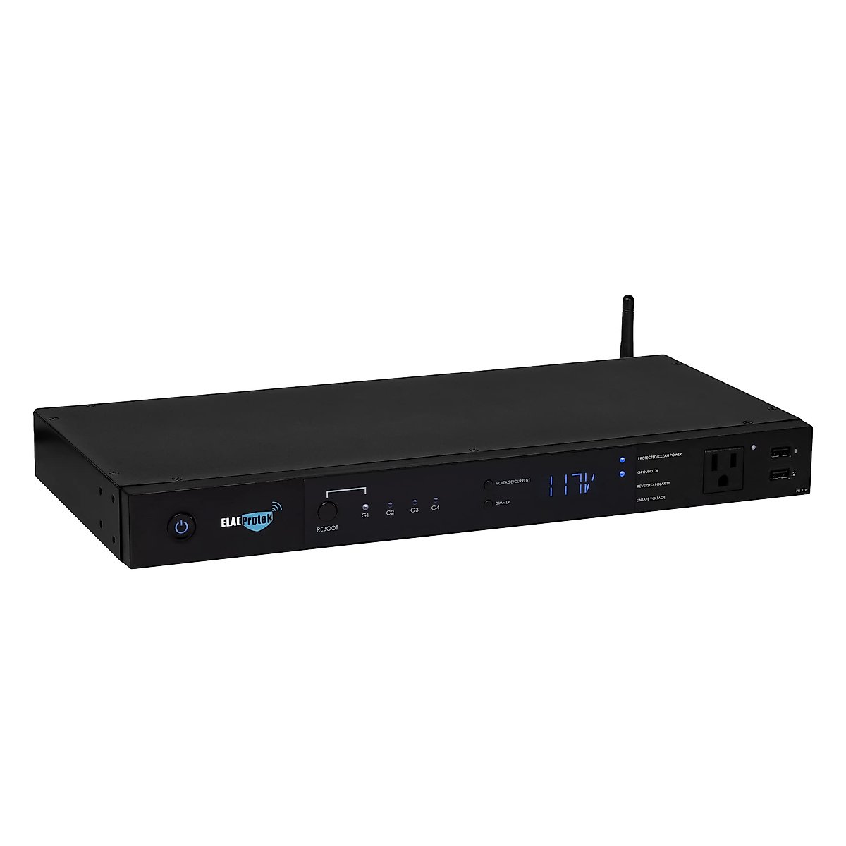 ELAC Protek 10 Outlet Smart Surge Protector/Power Conditioner with Quad USB, Wi-Fi, Alexa and App Control Black