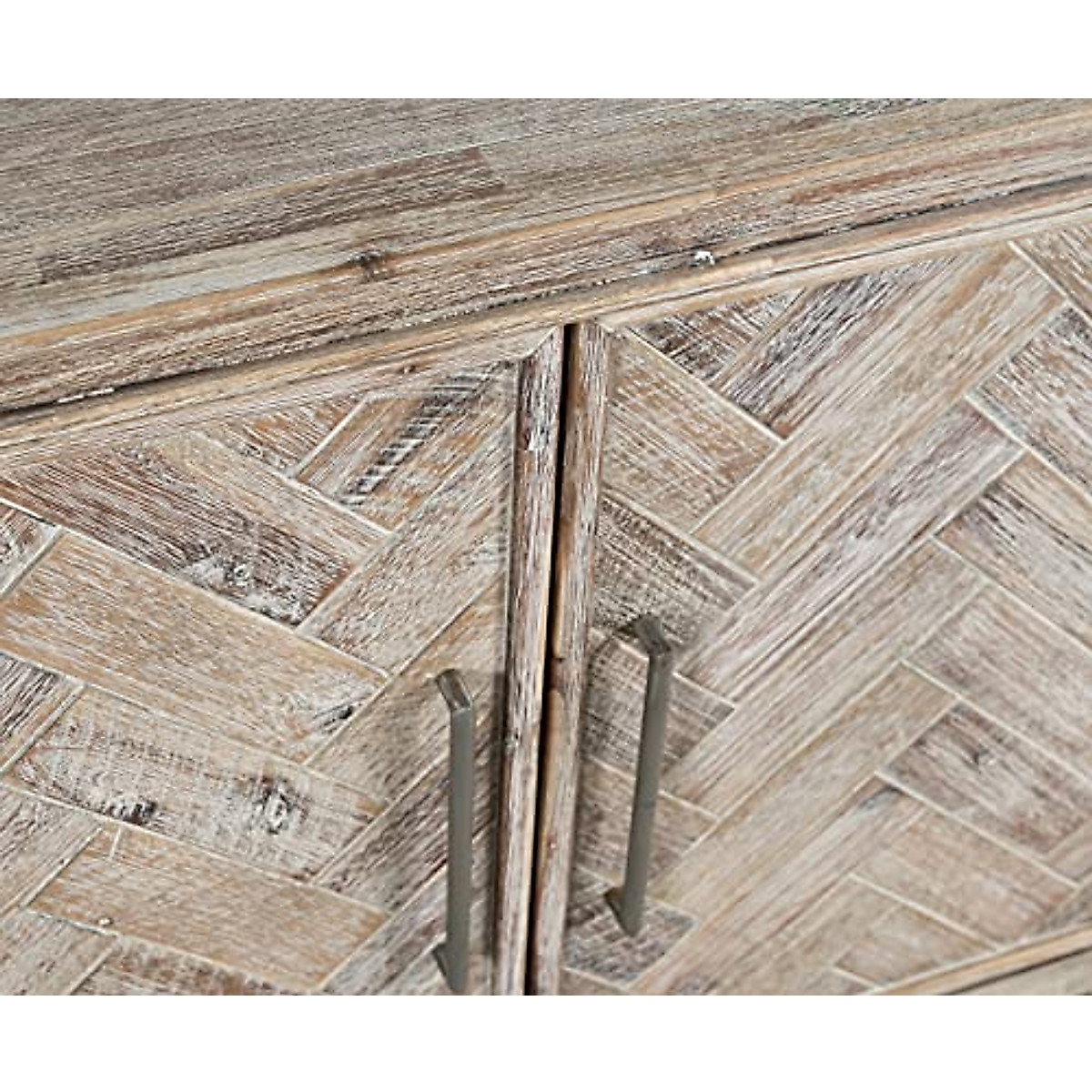 Jofran Gramercy Mid-Century Modern Chevron Two Door Accent Chest Cabinet, 40", Grey Wash