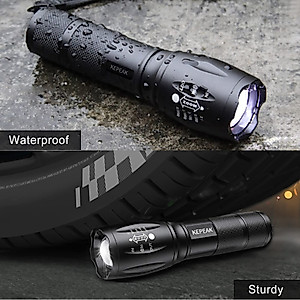 KEPEAK Flashlight, 5 Modes Tactical LED Flashlight, High Lumen IPX5 Water Resistant Flashlight for Camping, Outdoor Hiking, Emergency