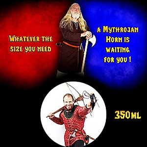 Mythrojan THE BIRD OF PREY Viking Drinking Horn with Brown Leather holder Authentic Medieval Inspired Viking Wine/Mead Mug – Polished Finish