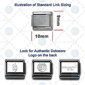 Dolceoro SB-002, Satin Matte Italian Modular Starter Charm Bracelet, 9mm wide Stainless Steel, 18 Links for wrist 6-6 3/8"