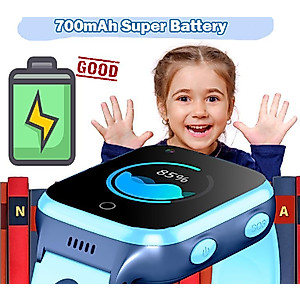 4G Kids Smart Watch for Boys Girls with GPS Video Call SOS Emergency Alarm Voice Message Waterproof Child Tracker Watch Phone Real-Time Tracking Geo-Fence Pedometer Anti-Lost 3-15 Birthday Gifts