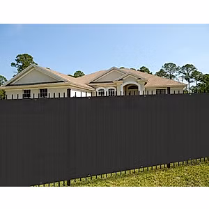 COARBOR 5'x44' Vinyl Coated Polyester (PVC) Mesh Privacy Fence Screen Fencing for Back Yard Deck Patio Garden Blocker Barrier 80% Blockage with Gommets on Edges 280GSM-Black