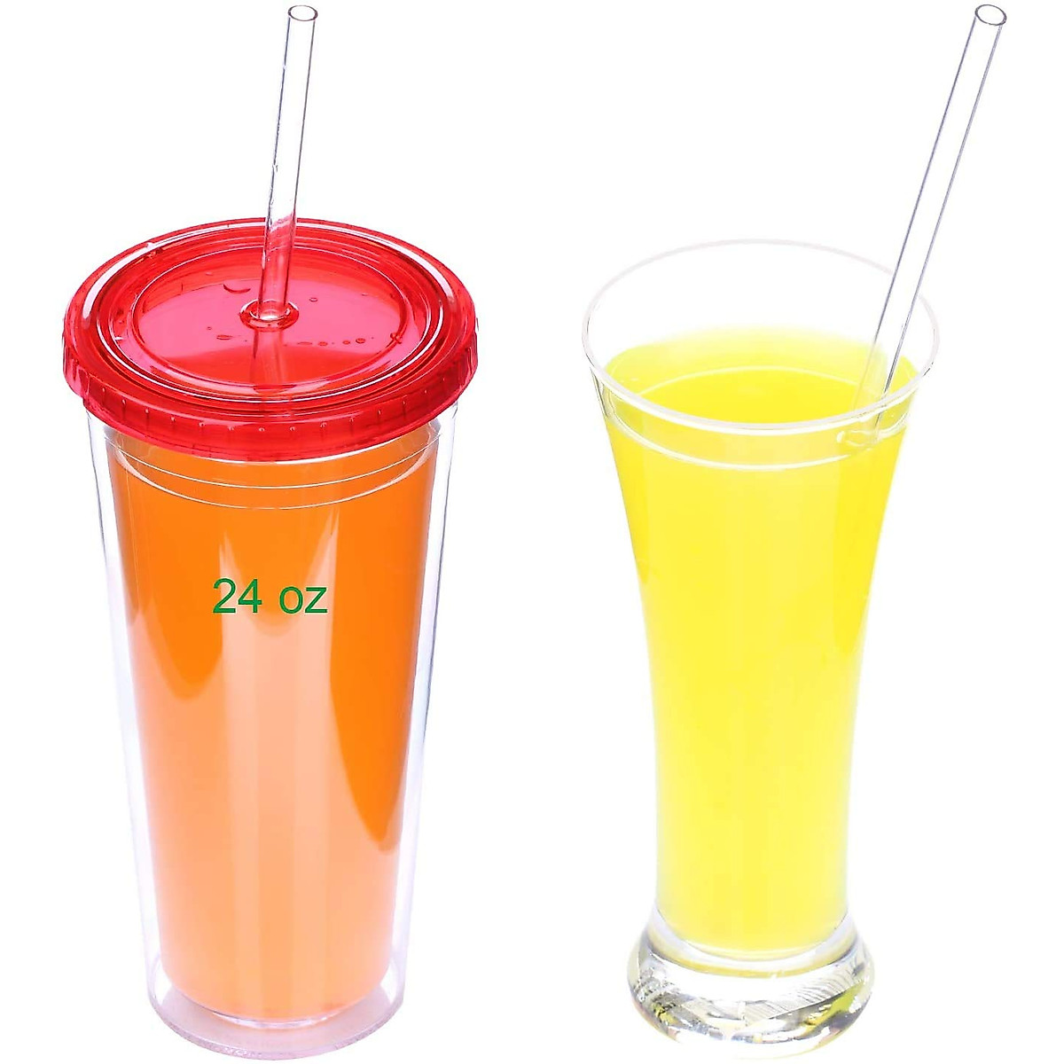 DAKOUFISH 11" Long Clear Reusable Tritan Plastic Replacement Drinking Straws for 24 oz & 32 oz Mason Jar,Tumblers, Set of 6 with Cleaning Brush