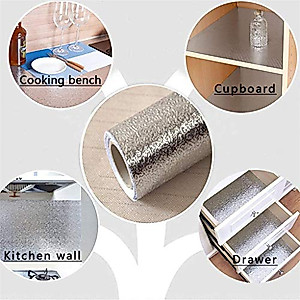 Gneric Kitchen Backsplash Aluminum Foil Wall Paper Oil-Proof Wall Sticker DIY Self-Adhesive for Stove Cabinet Countertop Drawer (40*100cm, 1Pc)