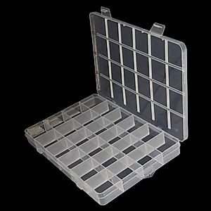 Juvielich 2PCS Clear Plastic Organizer Box, 24 Fixed Grids Storage Container Jewelry Box for Beads Art DIY Crafts Jewelry Fishing Tackles 7.56"x5.31"x0.87"(LxWxH)