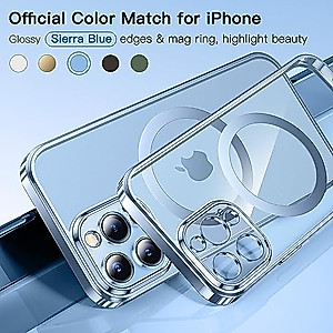 Alphex Magnetic Case for iPhone 13 Pro, Compatible with MagSafe, Super Strong Magnet, Look as Bare iPhone, Anti-Yellow, 8FT Military Grade Shockproof Matte Slim Phone Case 6.1 inch, Sierra Blue