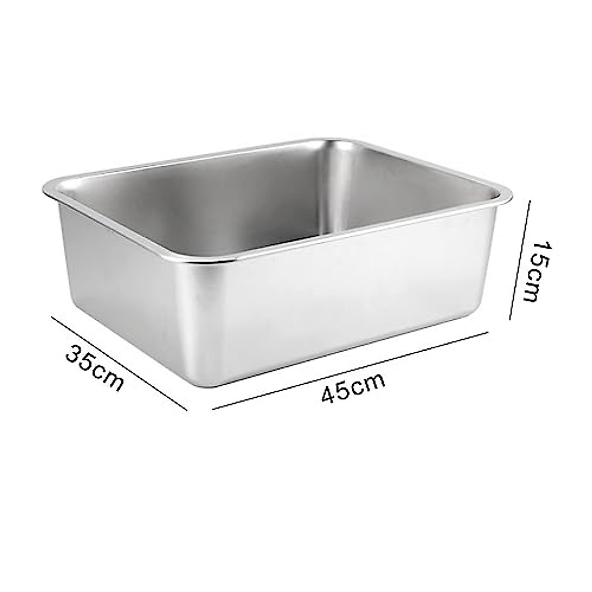 Generic Cat Litter Box Metal Kitten Litter Pan Top Open Rustproof Scratchproof Lightweight Kitten Potty Pan Rounded Corners, 45x35x15cm