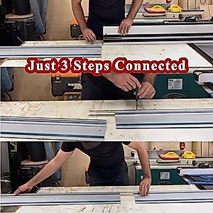 Guide Rail Connector Set P-45777 for Makita Track Saw Long Cuts， Also Compatible with Festool, Fit for DeWalt, Fit in Integrated Guide Rail T-Slots for Secure Cutting, 2 PCS, Sliver