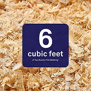 Petpost | Pine Bedding for Small Animals - 6 cu.ft. of Soft Wood Shavings for Rabbits, Guinea Pigs, & Hedgehog Habitats - Low Dust Cage Bedding for Pets - 2.3 cu.ft. Compressed Bag Expands to 6 cu.ft.