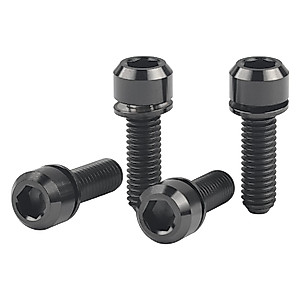 Wanyifa Titanium M6 16 18 20 35mm Allen Hex Bolts with Washers Screw for Bicycle Crank Brakes Pack of 4 (M6X20mm, Black)