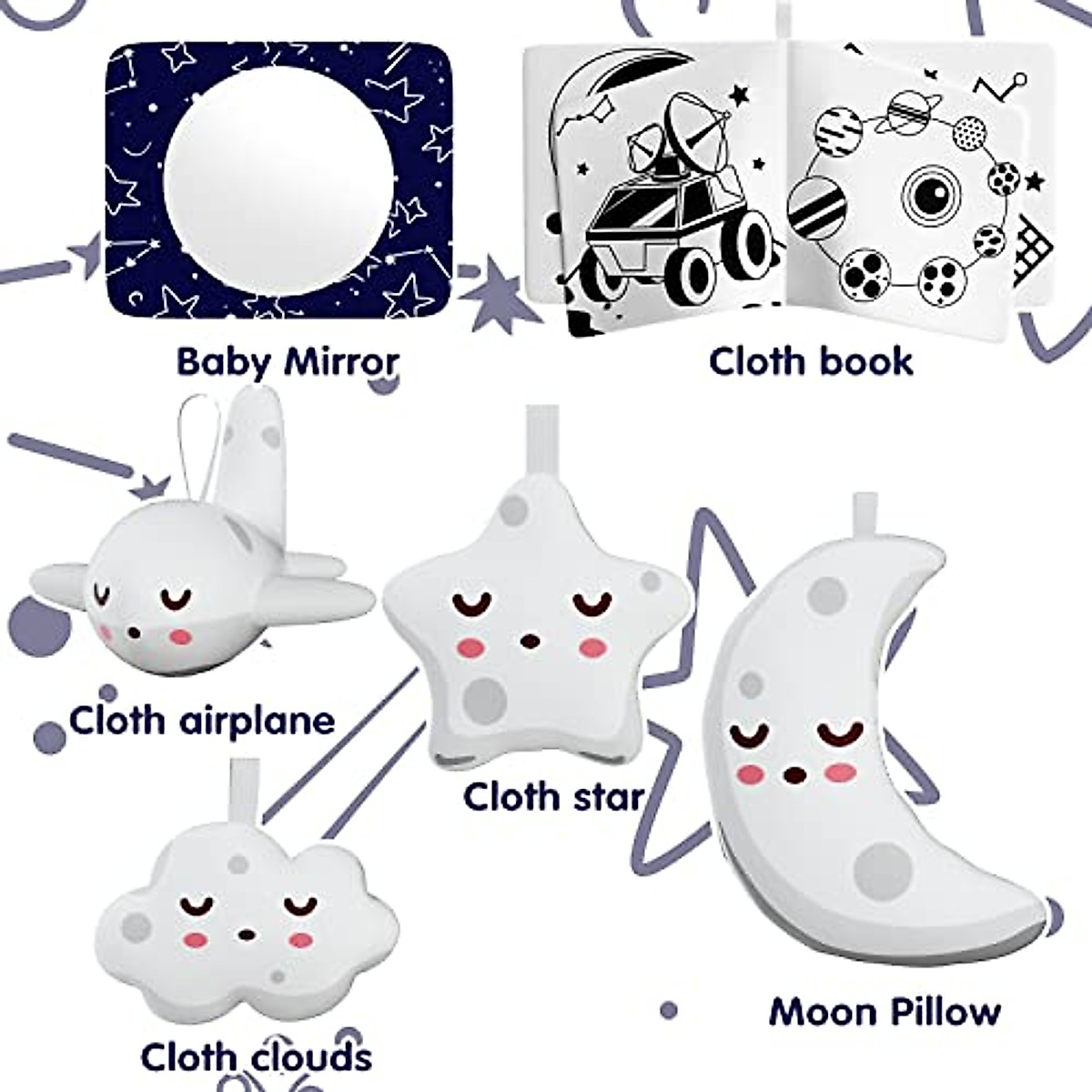 Baby Play Mat - Baby Gym Washable Baby Mat Covers Baby Activity Play Mat with 6 Toys,Thicker Non-Slip Tummy Time Mat for Infants Baby Registry Search