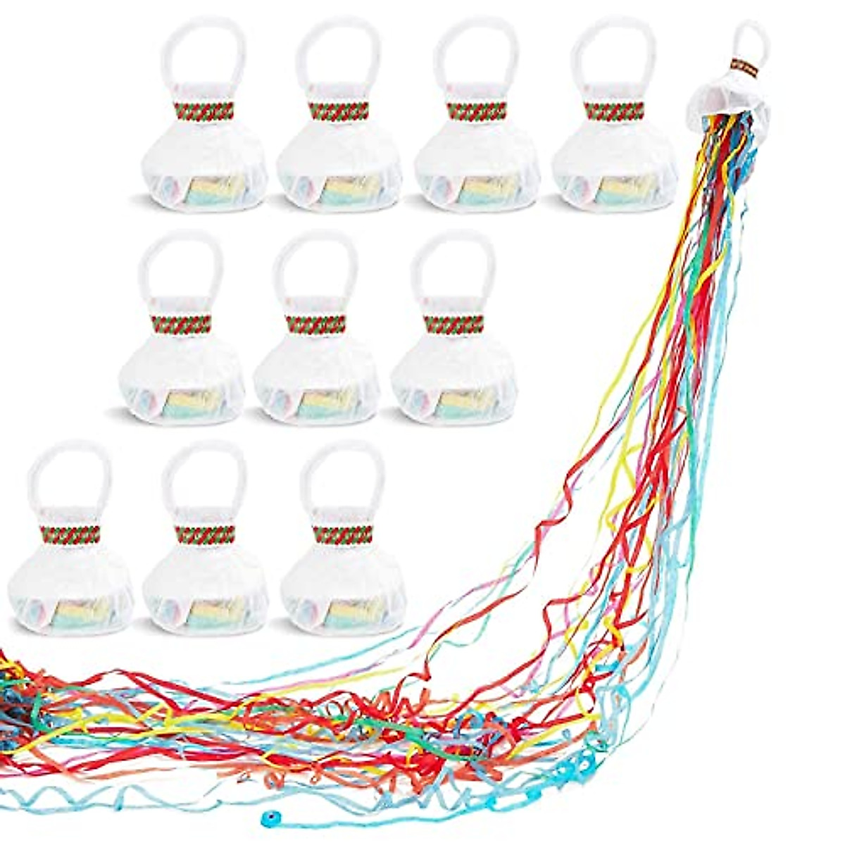 10 Pack Colorful No Mess Party Poppers, Confetti Throw Streamers for Wedding Send Off (2.5 In)