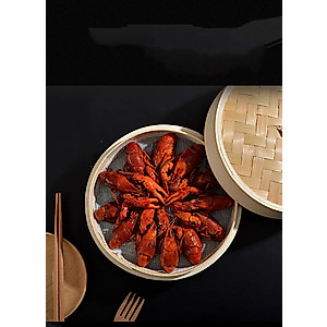 Florauspicious Bamboo Steamer Handmade Basket, Traditional 2-Tier Design - for Dumplings, Rice, Dim Sum, Vegetables, Fish and Meat - Incl. 2 Cotton Cloths (6-Inch)