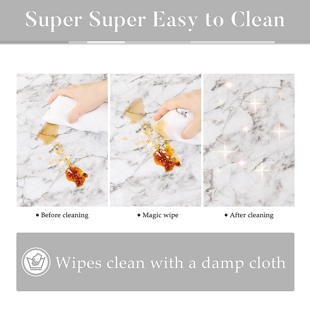 UMINEUX Round Fitted Vinyl Tablecloth with Elastic Edged & Flannel Backing, Waterproof Wipeable Round Table Cover for Indoor Outdoor Patio Use - Fits Tables up to 40" - 44" Diameter(WhiteMarble)